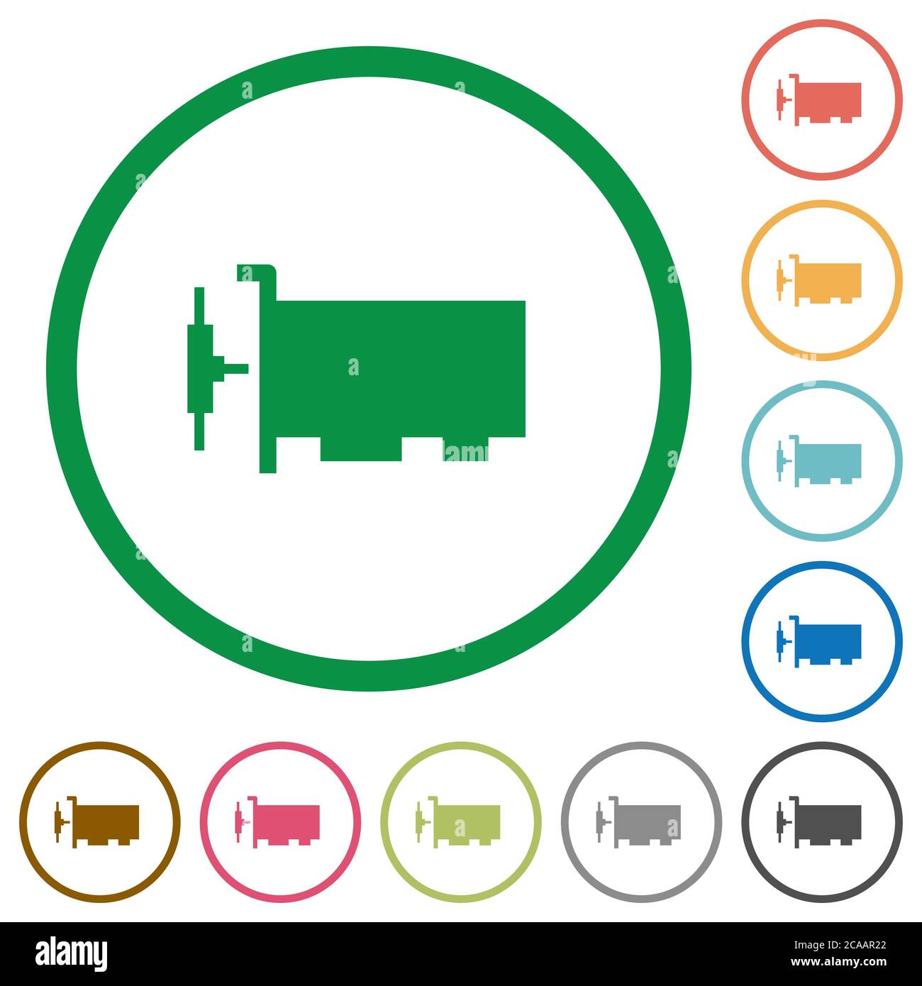 Network interface card flat color icons in round outlines on white ...