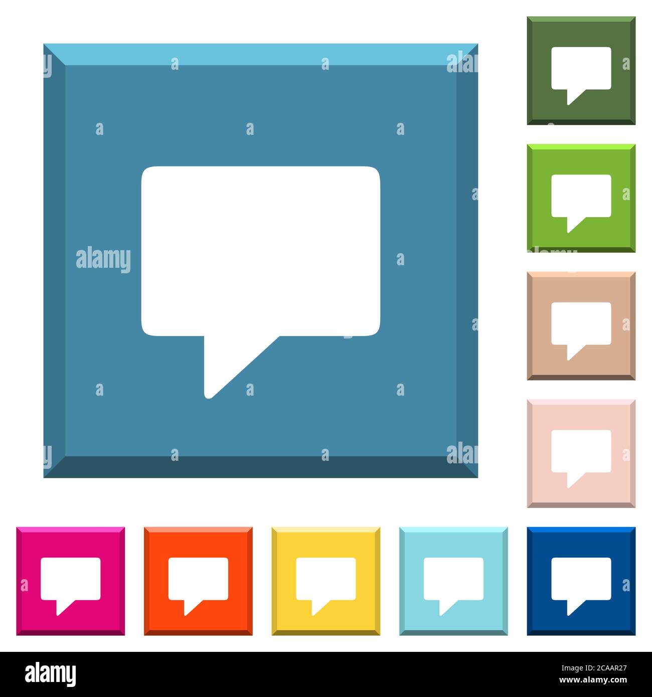 Empty comment bubble white icons on edged square buttons in various trendy colors Stock Vector ...