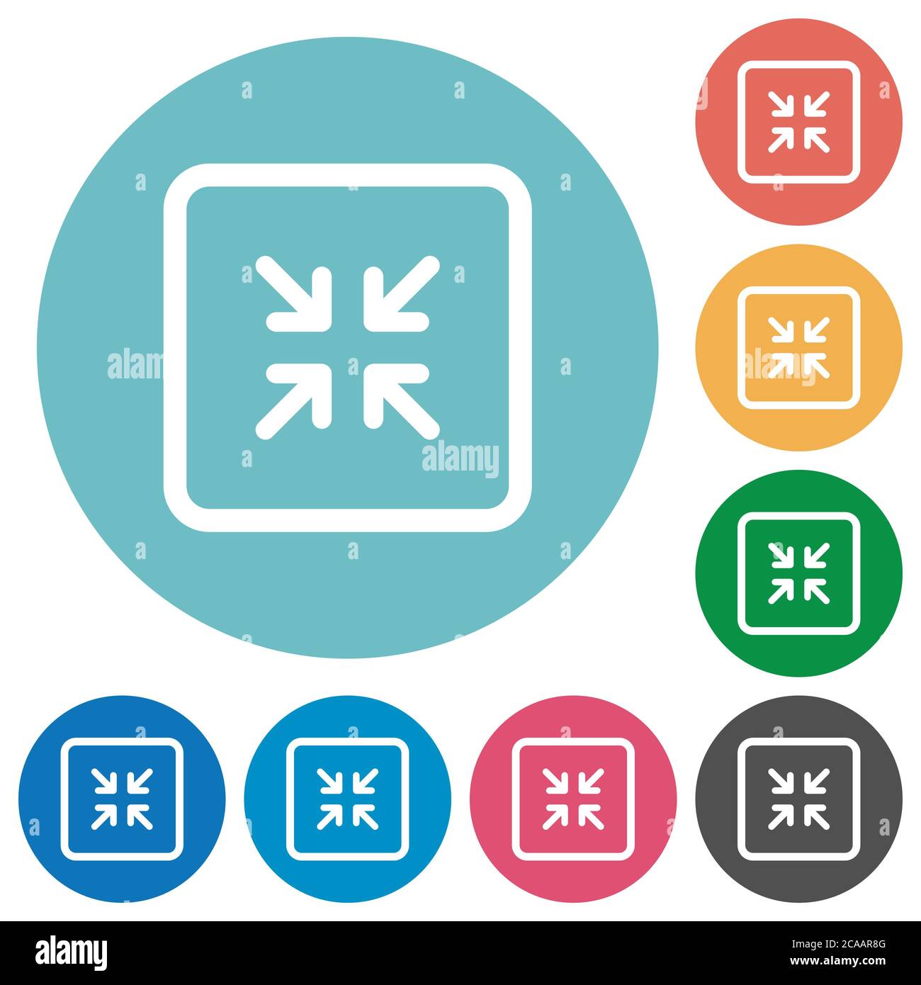 Shrink object flat white icons on round color backgrounds Stock Vector ...