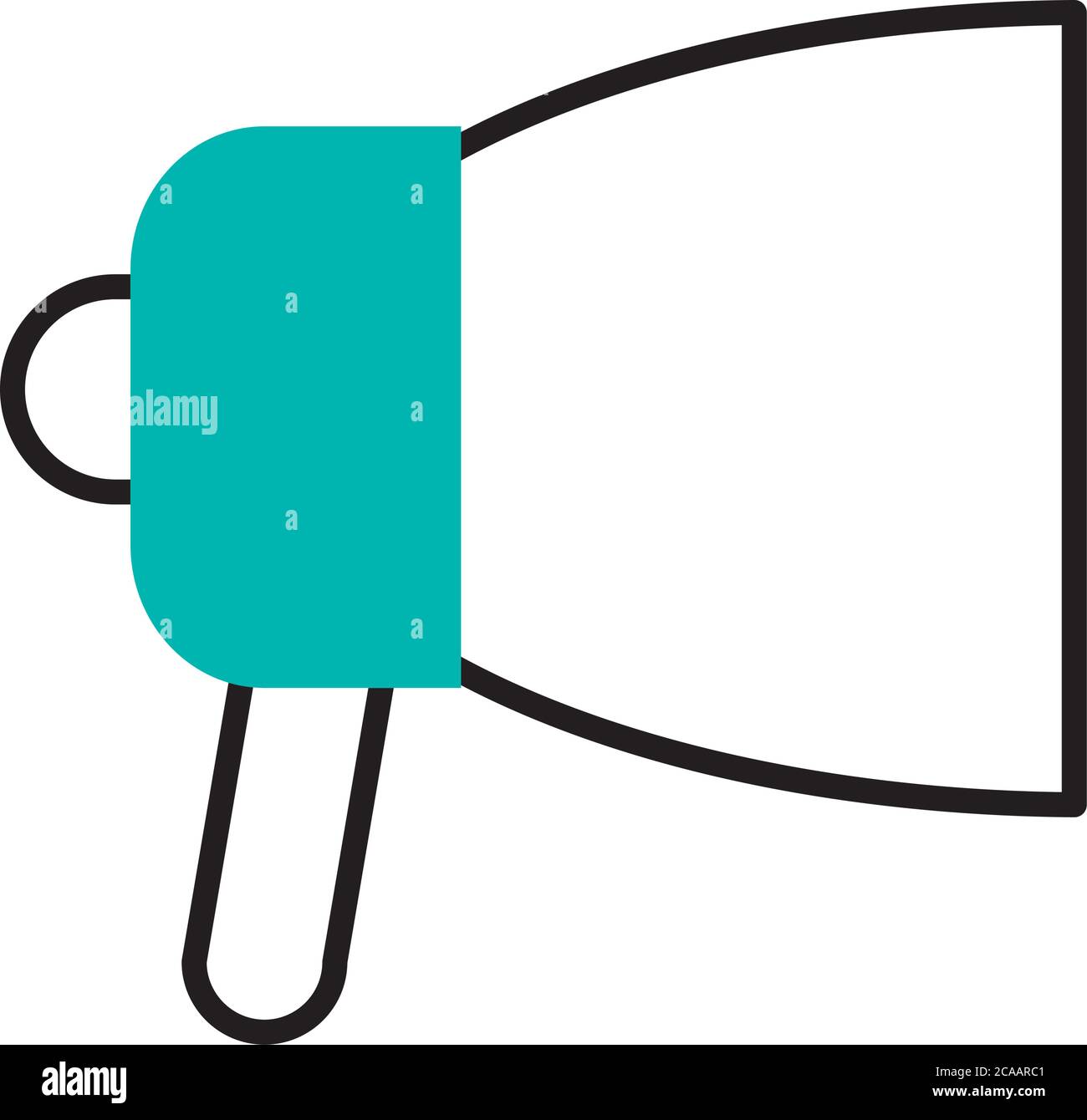 megaphone device icon over white background, half line half color style ...