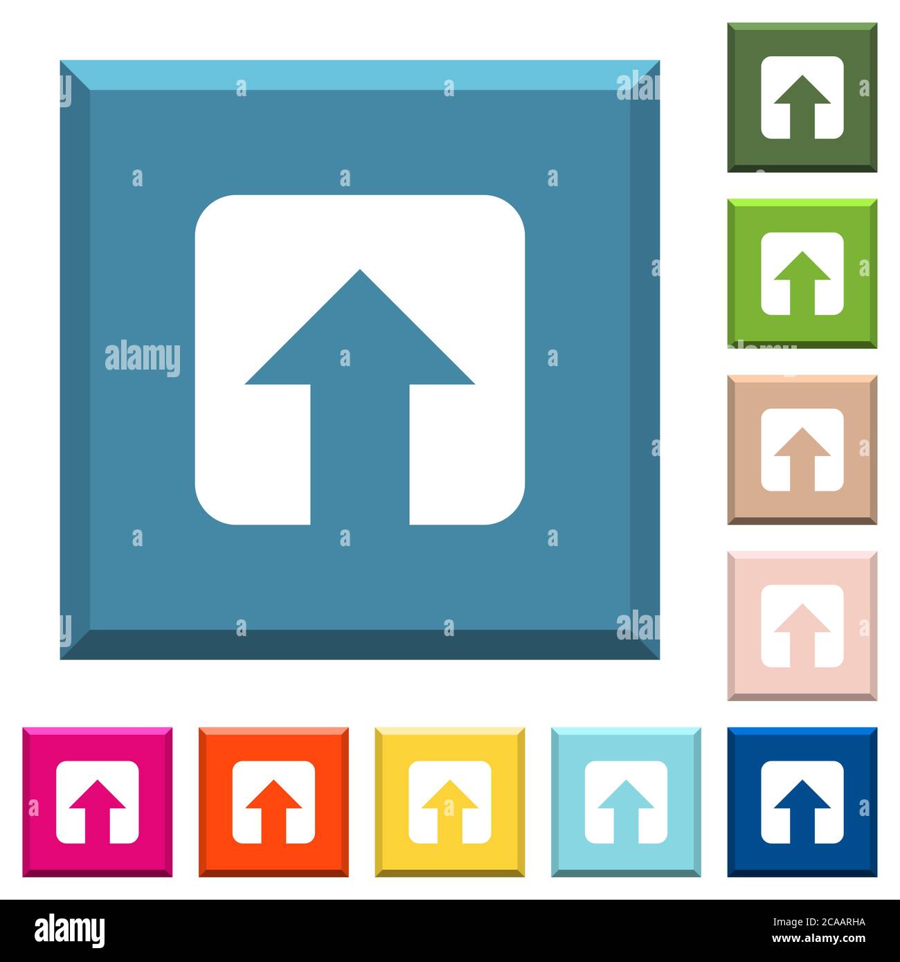 Upload white icons on edged square buttons in various trendy colors ...