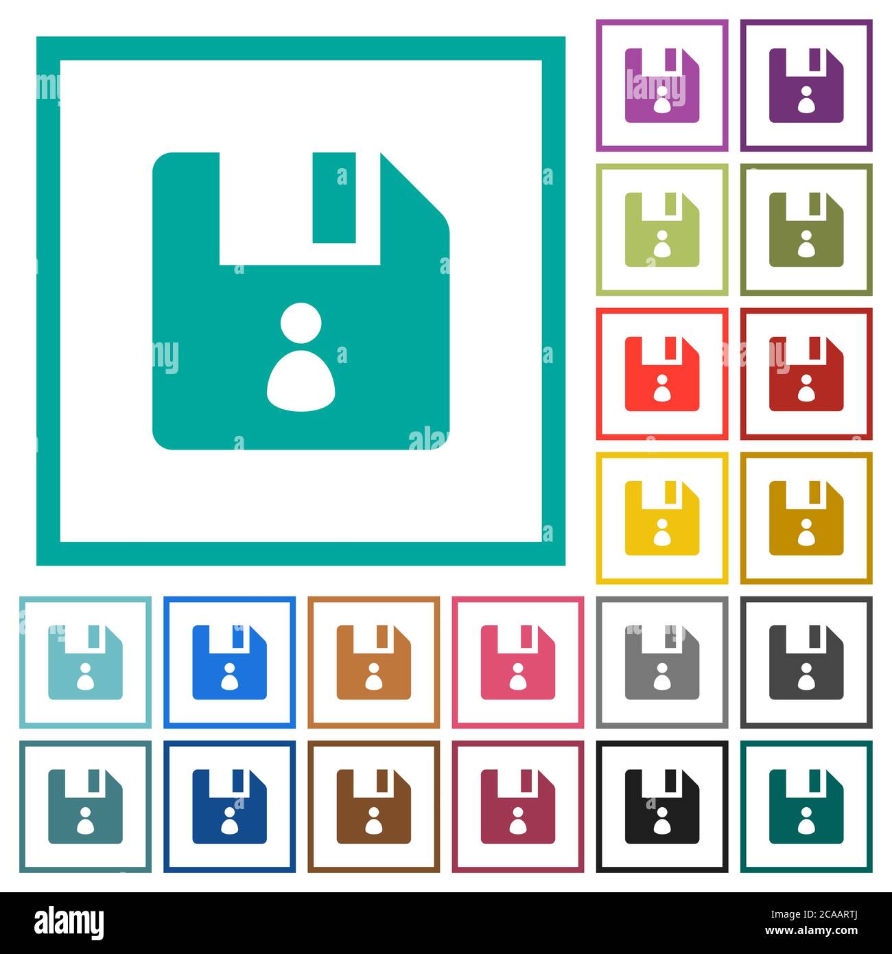 File owner flat color icons with quadrant frames on white background ...