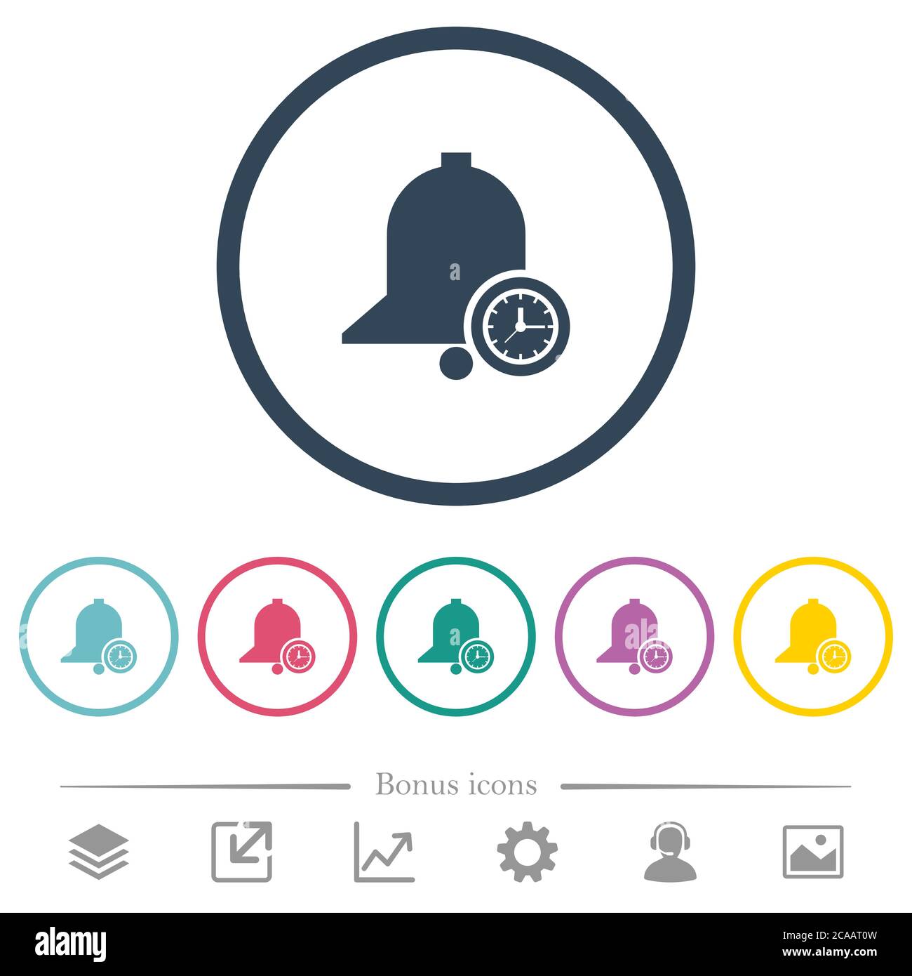 Reminder time flat color icons in round outlines. 6 bonus icons ...