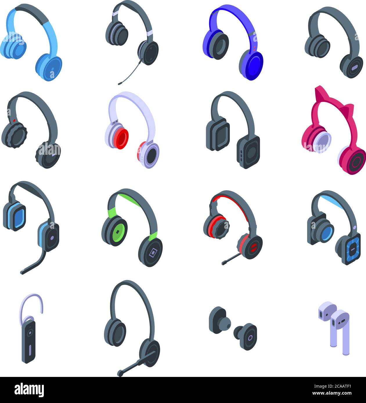 Headset icons set, isometric style Stock Vector Image & Art - Alamy