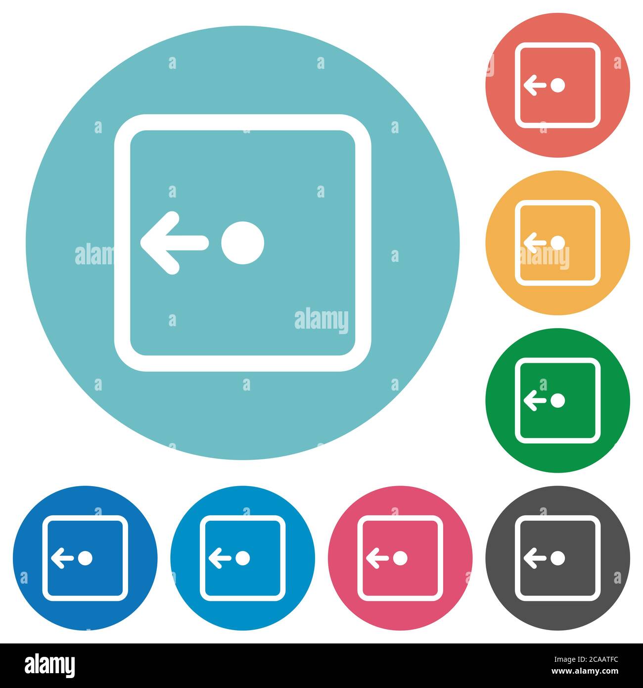 Move object left flat white icons on round color backgrounds Stock ...