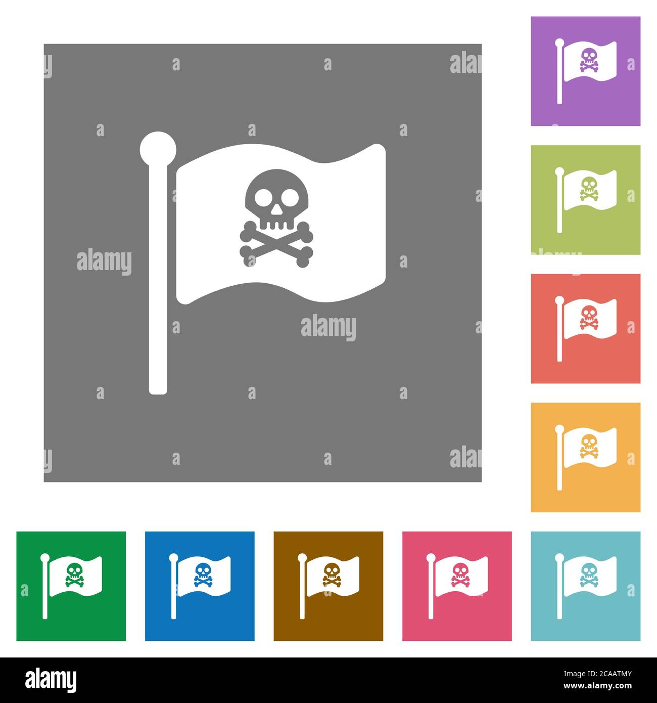 Pirate flag flat icons on simple color square backgrounds Stock Vector ...