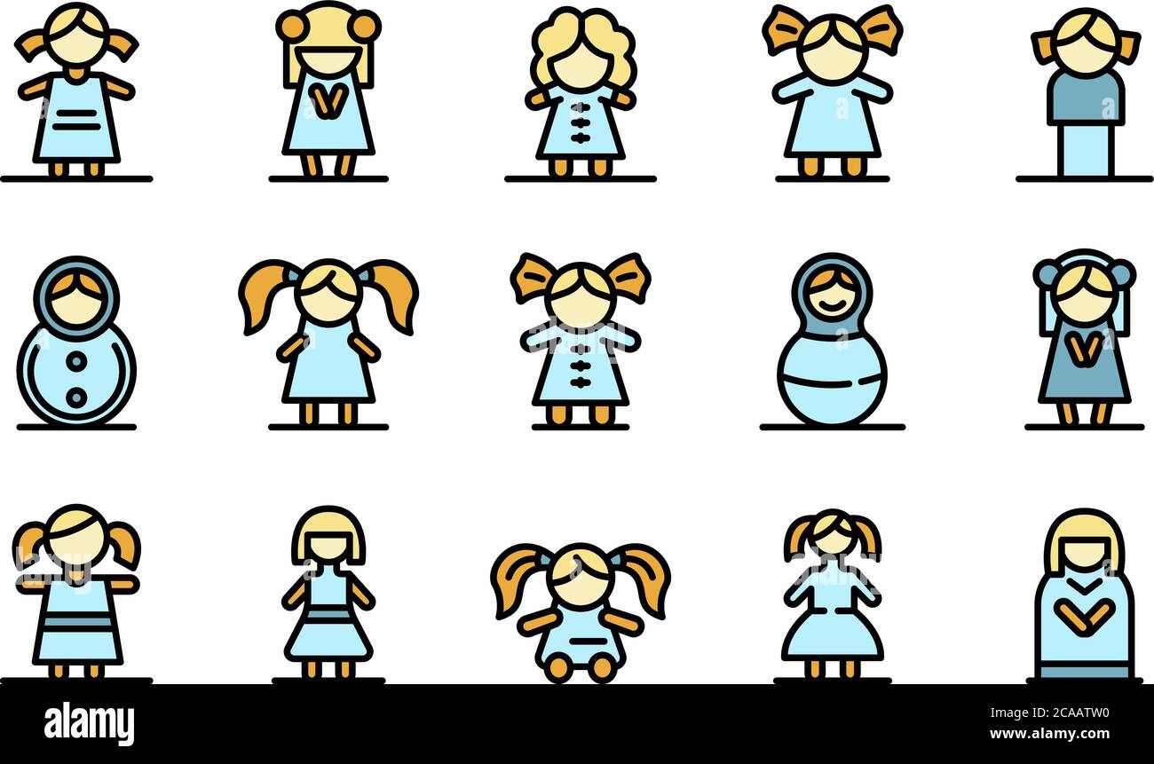 Doll icons set vector flat Stock Vector Image & Art - Alamy