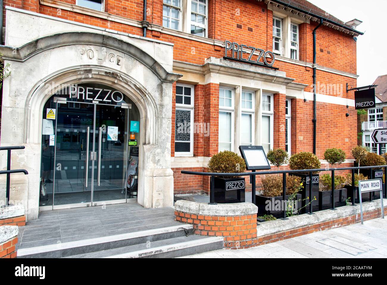 Prezzo logo on their restaurant in Sidcup which is in a decommissioned ...