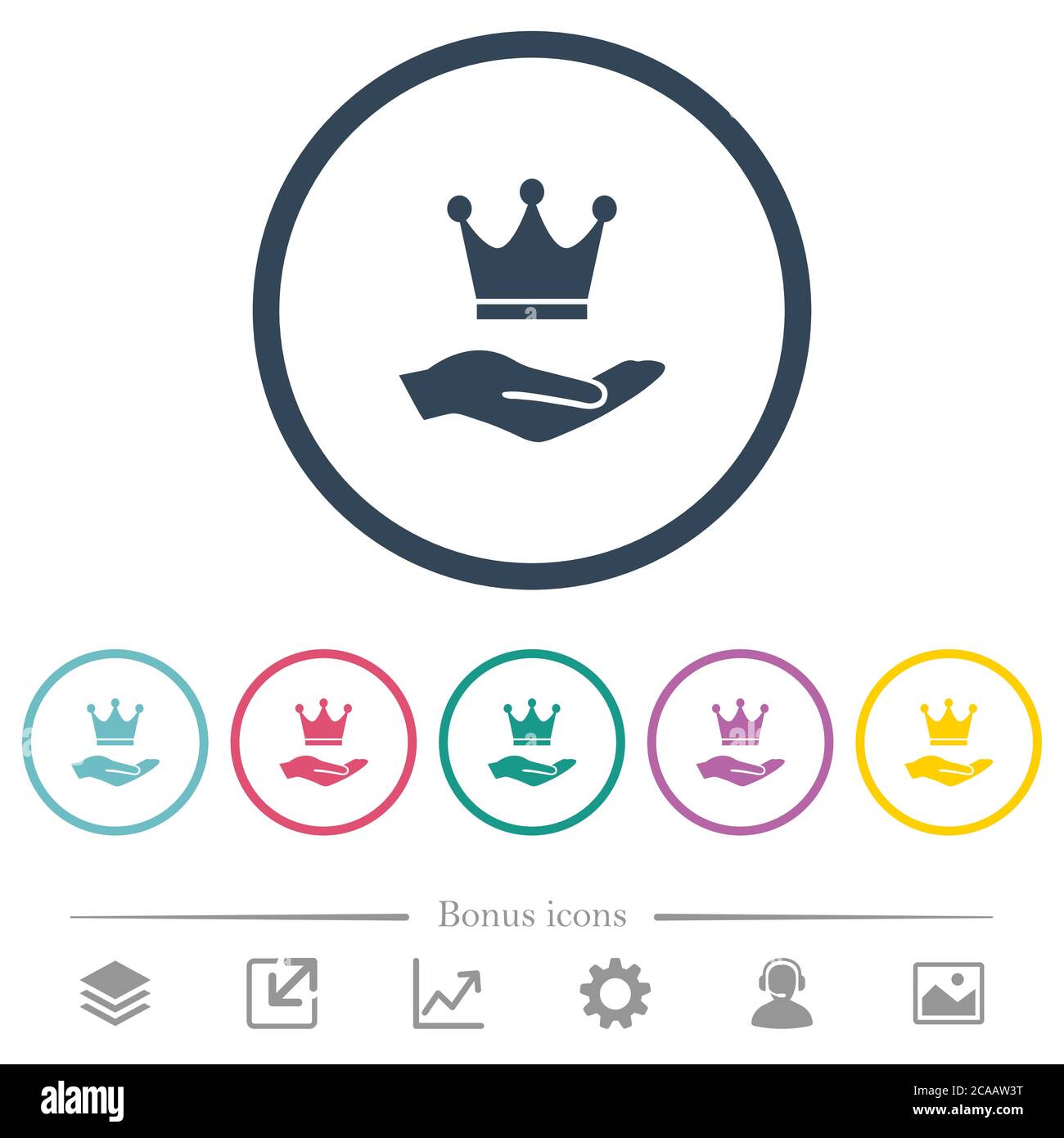 Premium services flat color icons in round outlines. 6 bonus icons ...