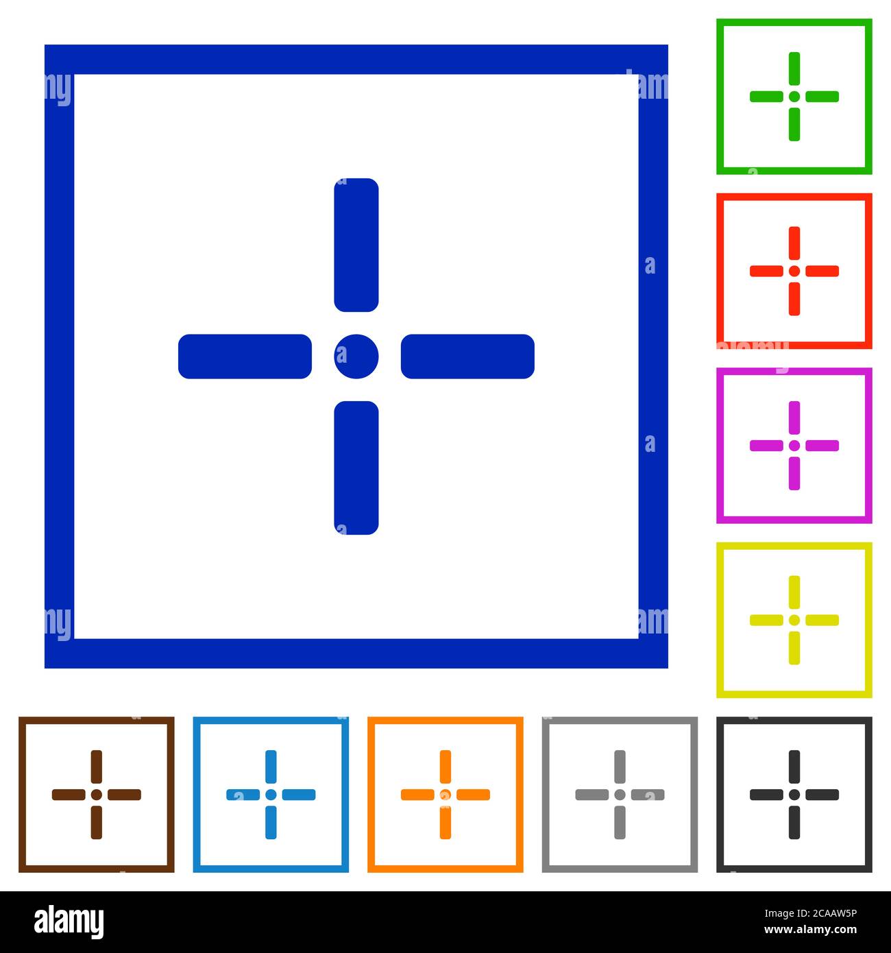 Precise cursor flat color icons in square frames on white background ...