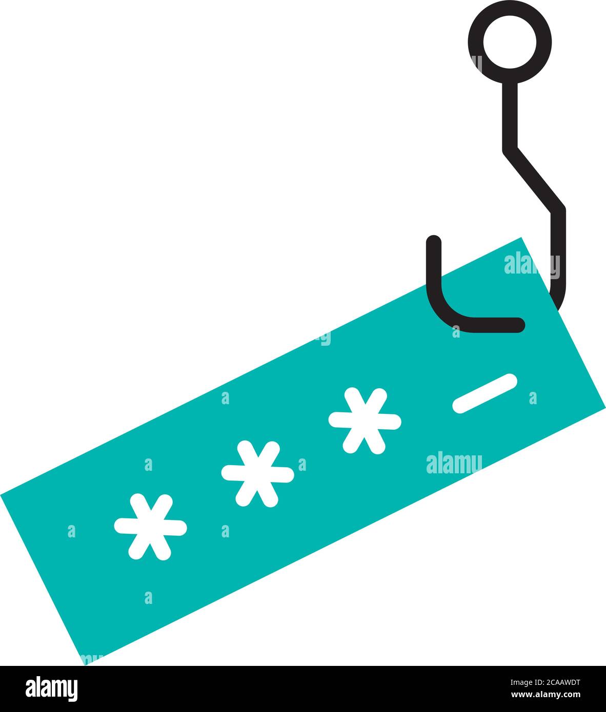 cyber security concept, hook with password icon over white background ...