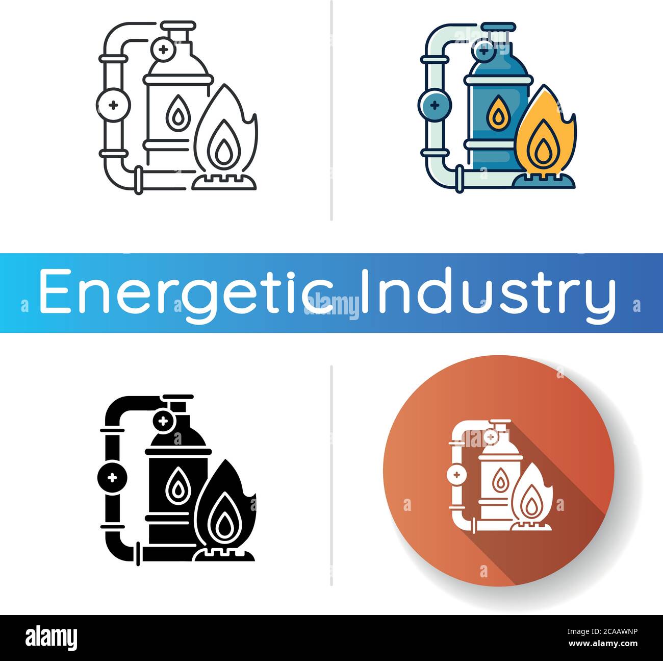 Gas industry icon. Linear black and RGB color styles. Energy business ...