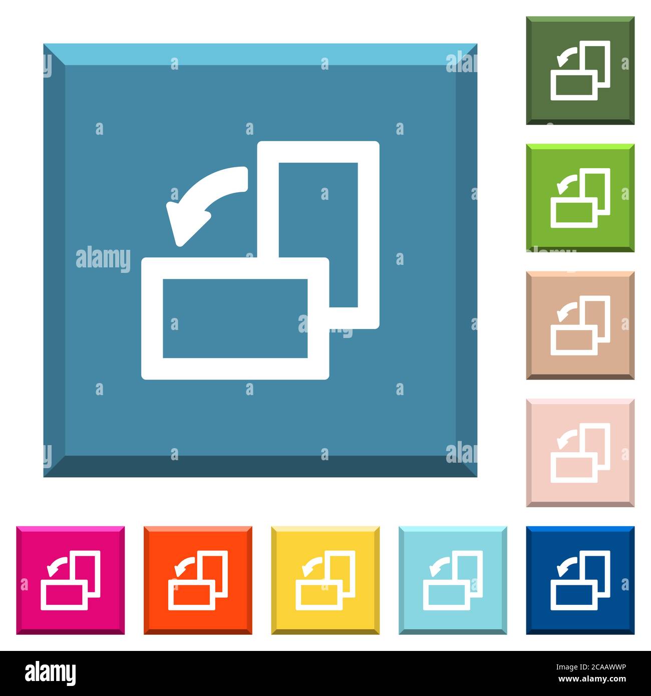 Rotate left white icons on edged square buttons in various trendy ...