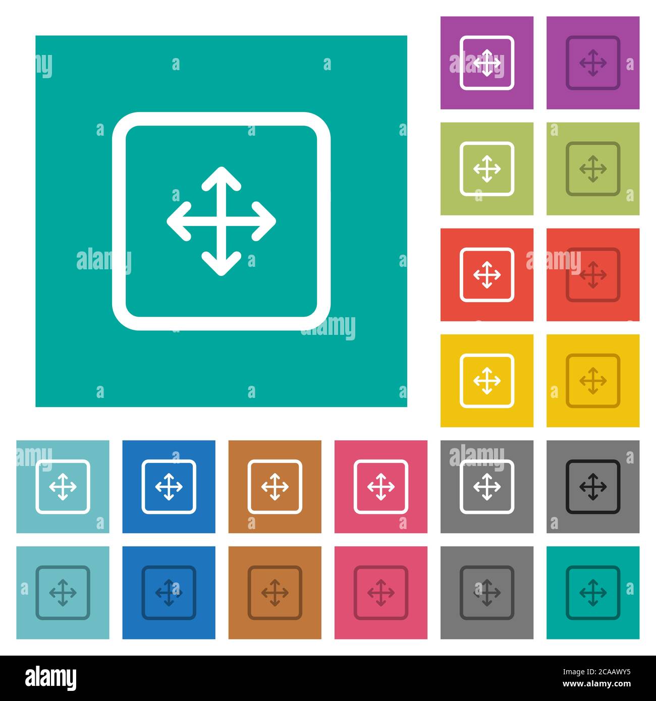 Drag object multi colored flat icons on plain square backgrounds ...