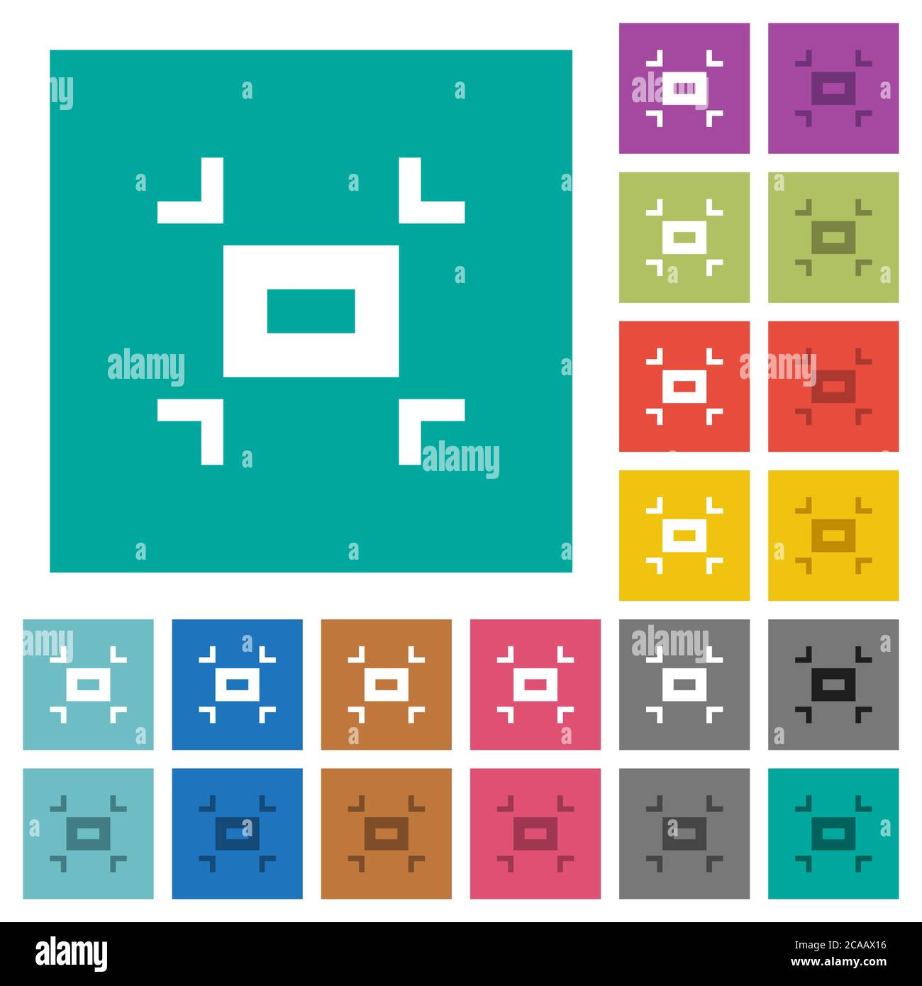 Small screen multi colored flat icons on plain square backgrounds ...