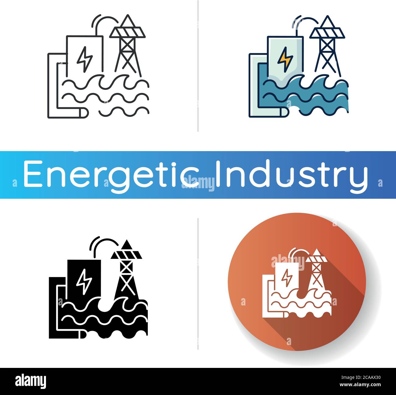 Wave energy icon. Linear black and RGB color styles. Ecologically safe ...