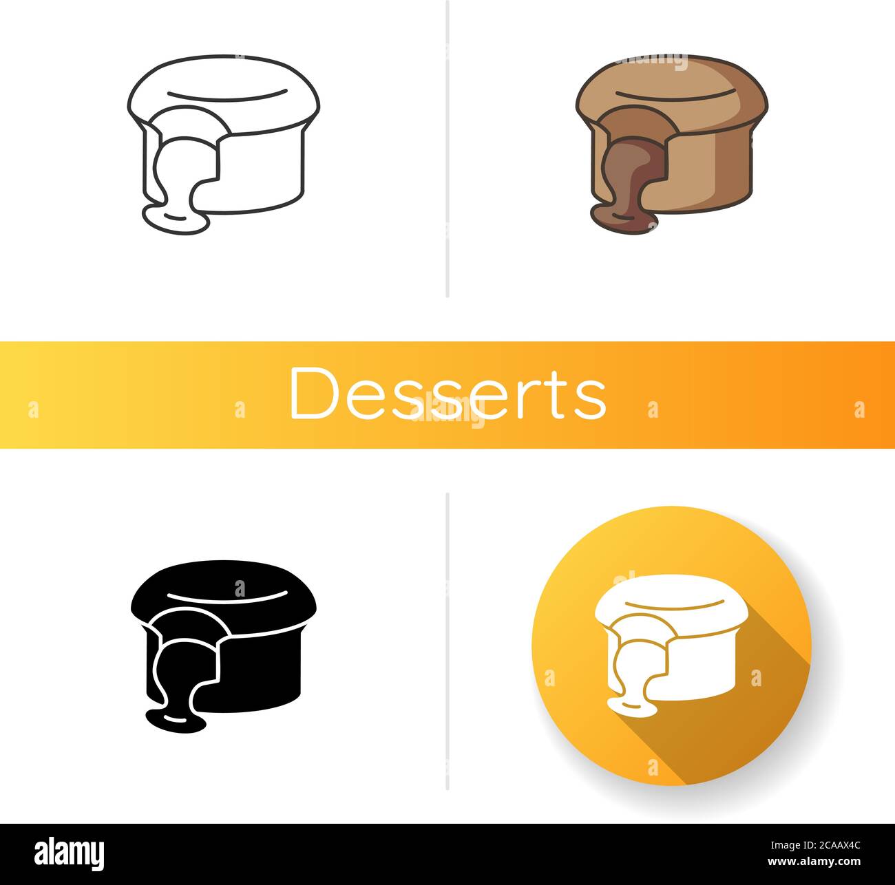 Fondant au Chocolat icon. Molten chocolate cake. French souffle. Lava ...