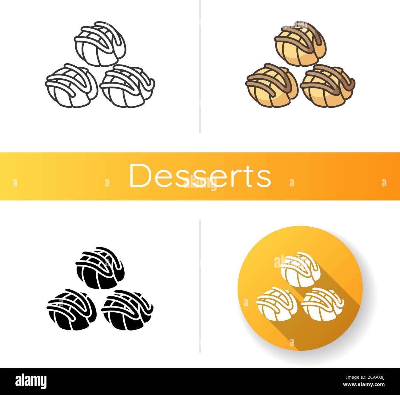 Profiteroles icon. Cream puffs with chocolate sauce. National French ...