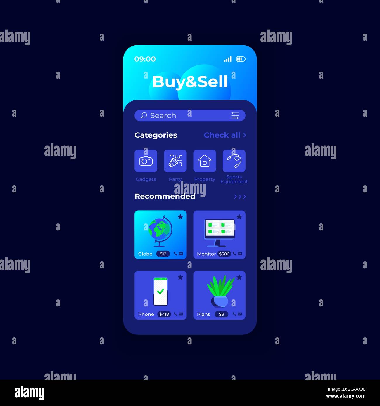 Ads and reselling app smartphone interface vector template. Mobile app ...