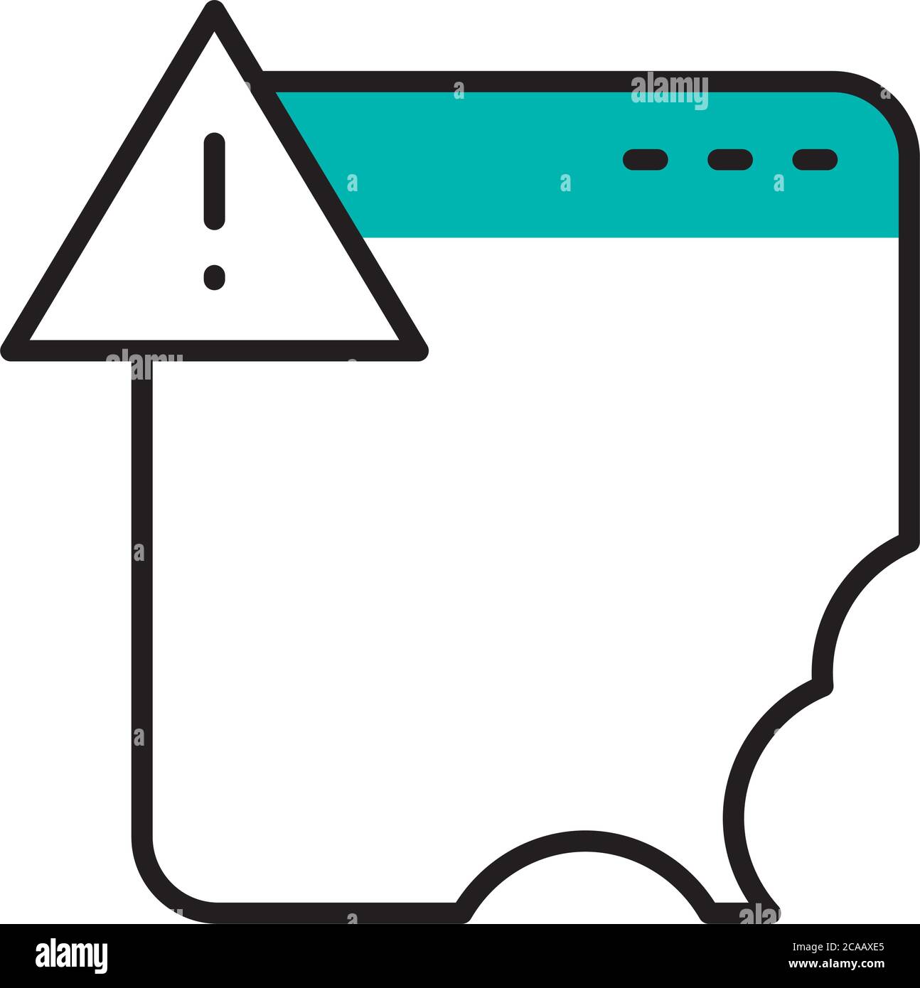 cyber security concept, broken web page with warning sign icon over ...