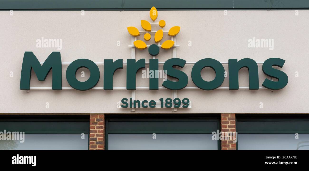 London, UK. 4th Aug, 2020. Morrisons store logo in Sidcup, London ...