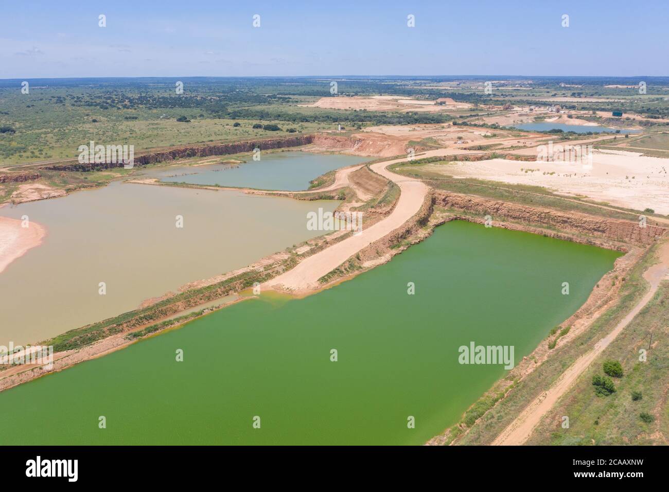 Aerial view of a green sand quarry in Texas, USA Stock Photo - Alamy