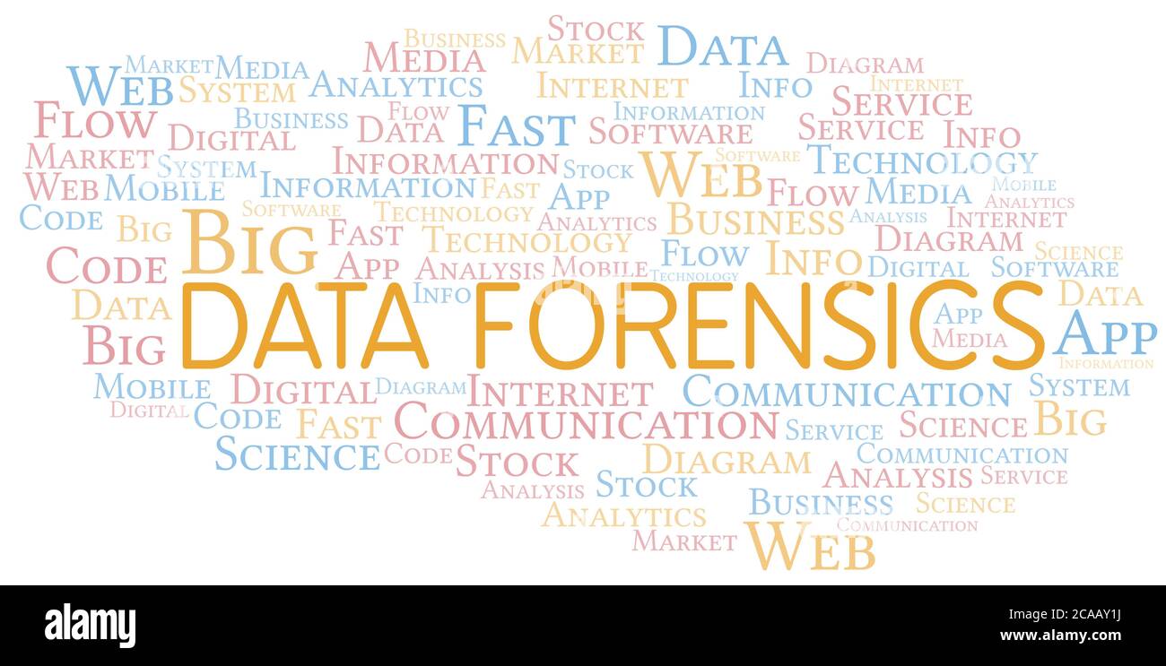 Data Forensics vector word cloud, made with the text only Stock Vector ...