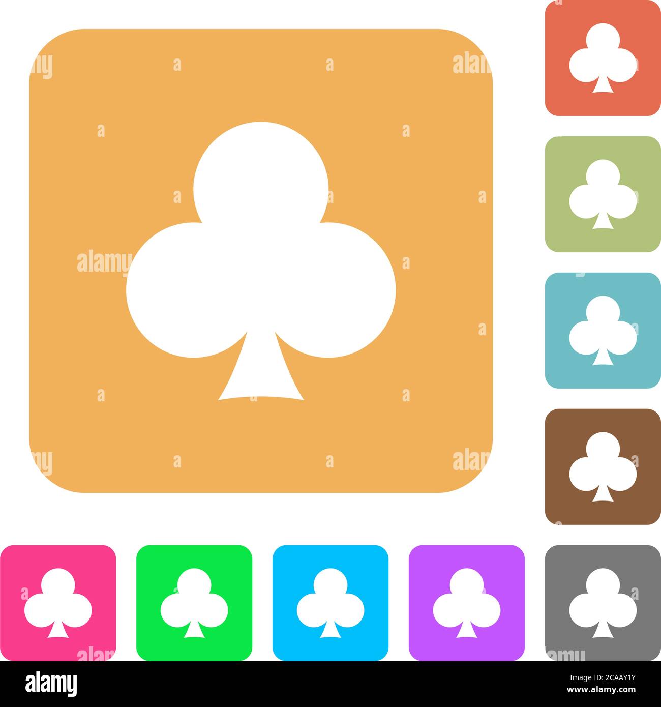 Club card symbol flat icons on rounded square vivid color backgrounds ...