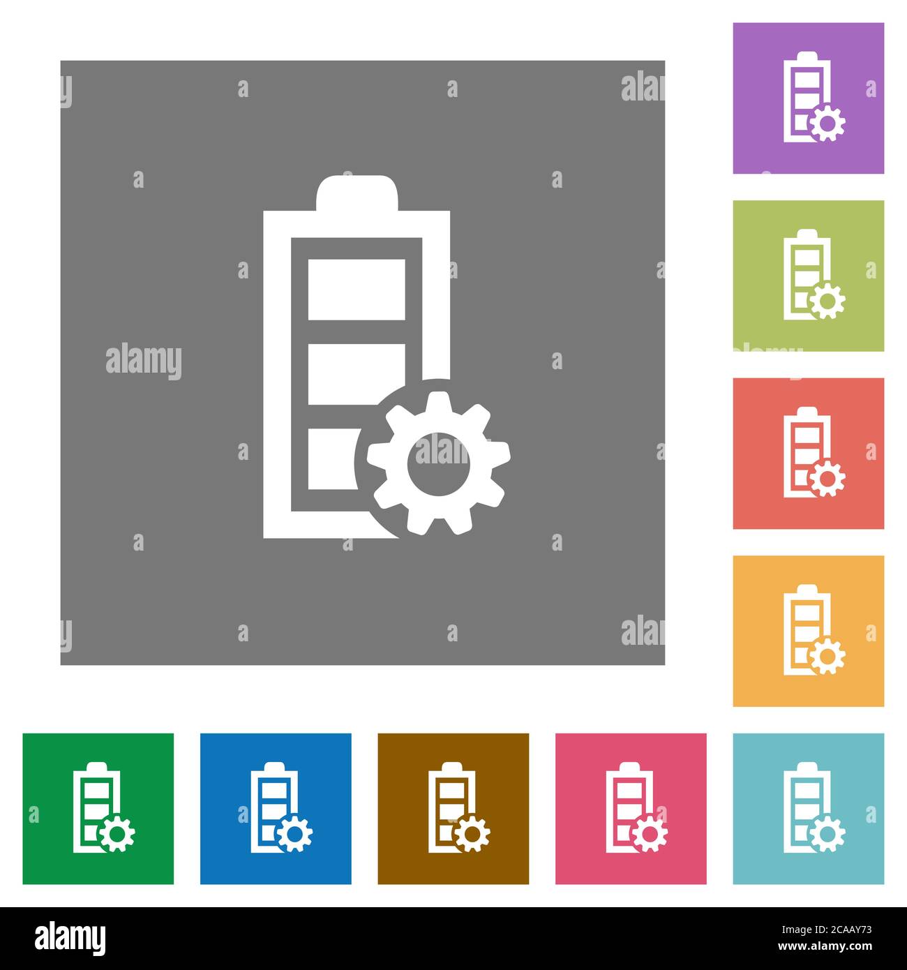 Power management flat icons on simple color square backgrounds Stock ...