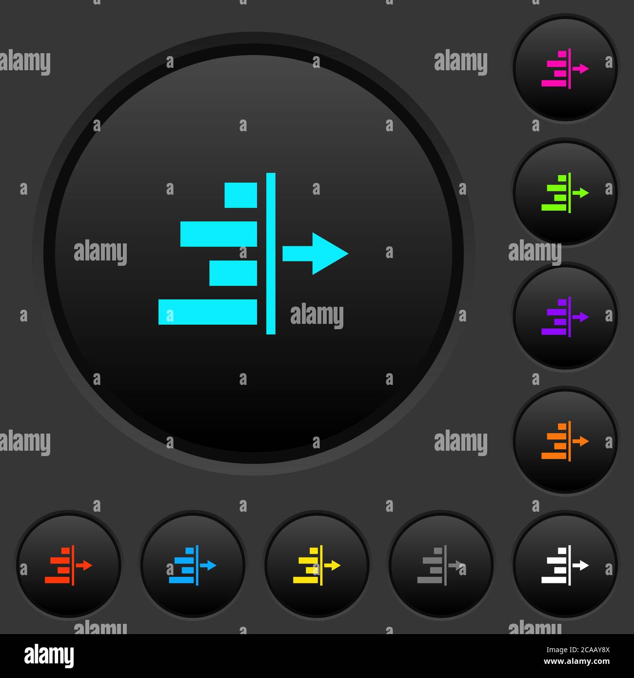 Decrease right indentation of content dark push buttons with vivid color icons on dark grey ...