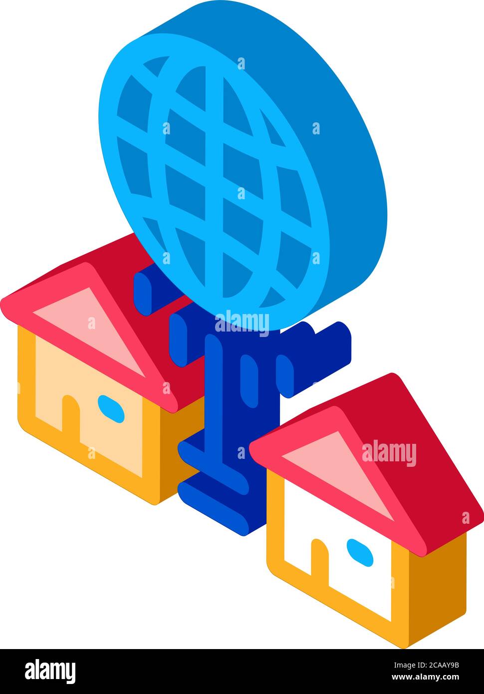 houses internet connection isometric icon vector illustration Stock ...
