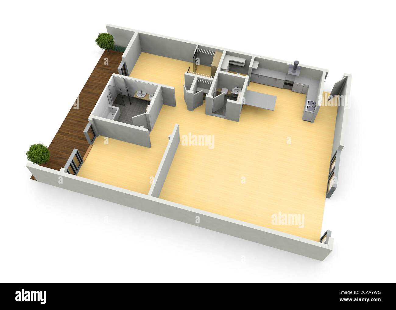 floorplan from above 3d render on a white background Stock Photo - Alamy
