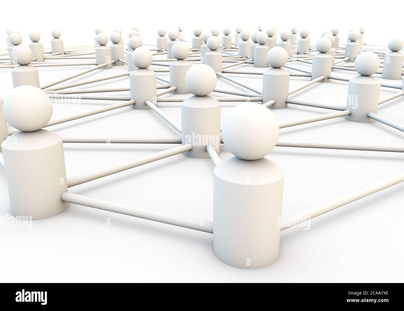3d render of people connected by a network on a white background Stock ...