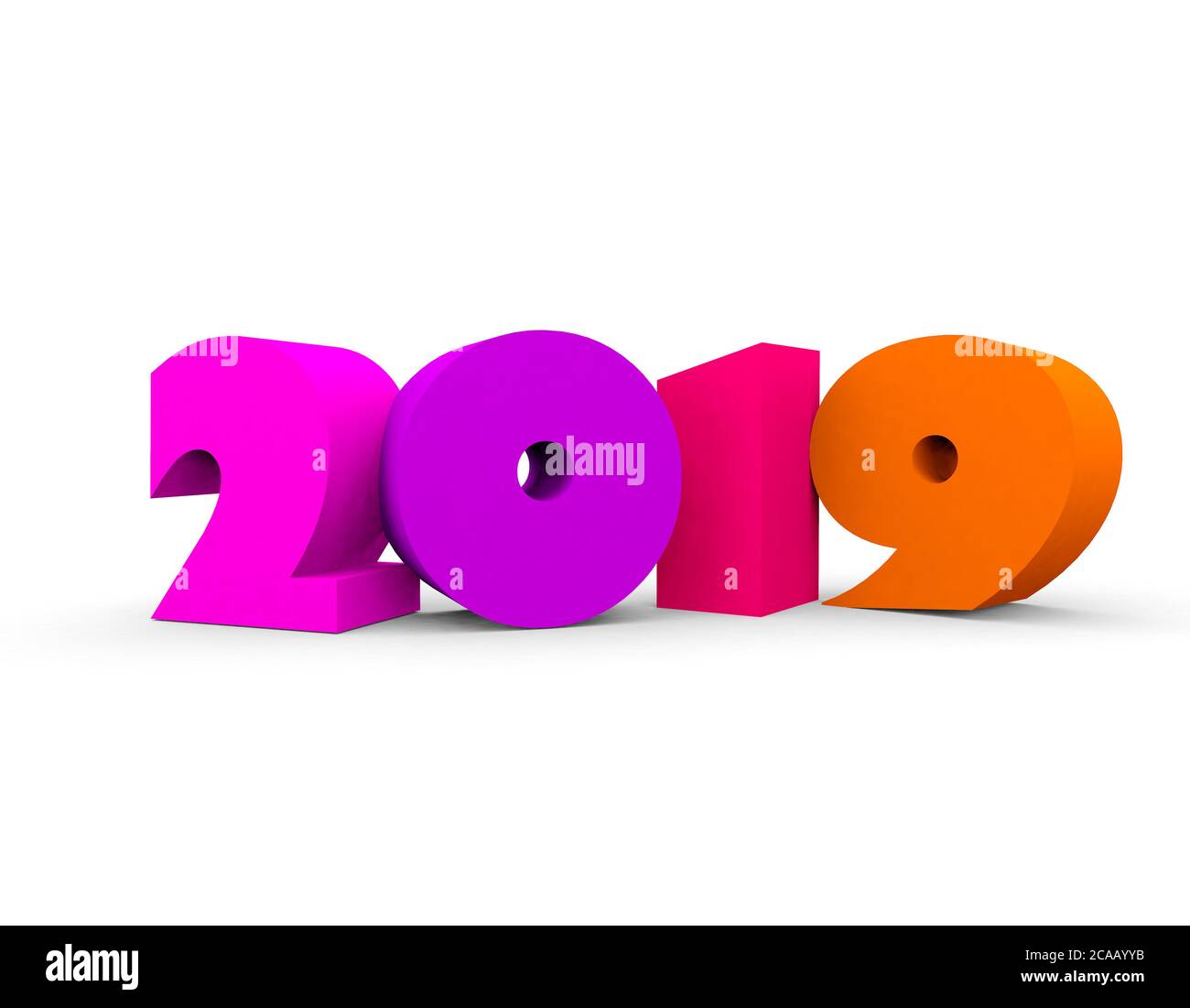 2019 white 3d numbers hi-res stock photography and images - Alamy