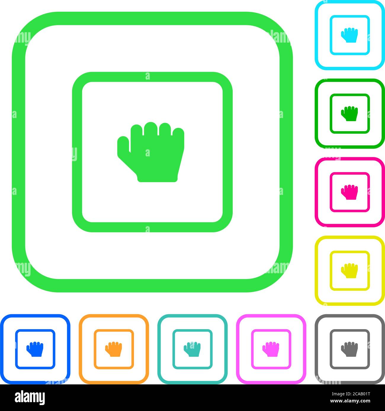 Grab object vivid colored flat icons in curved borders on white ...