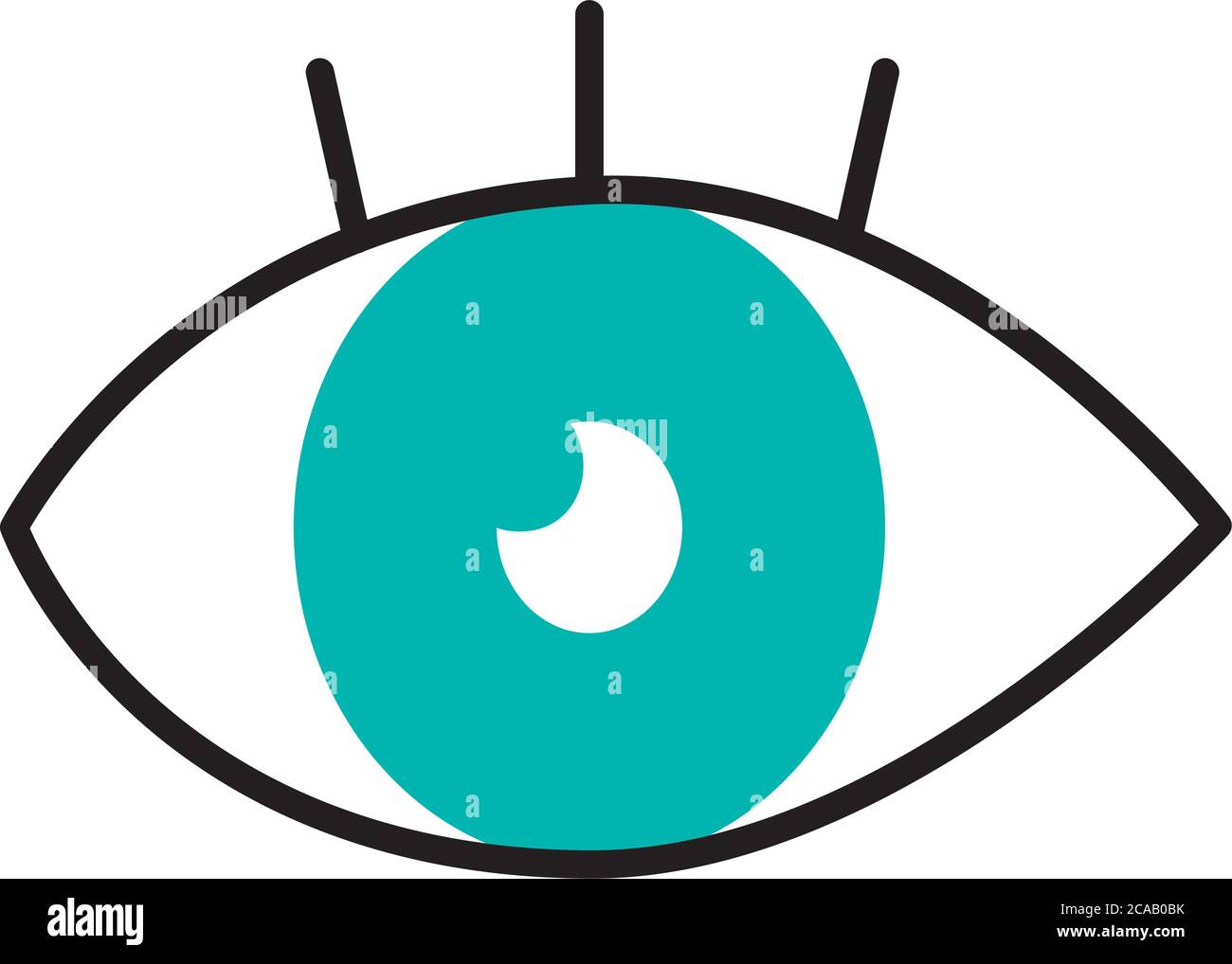 human eye icon over white background, half line half color style ...