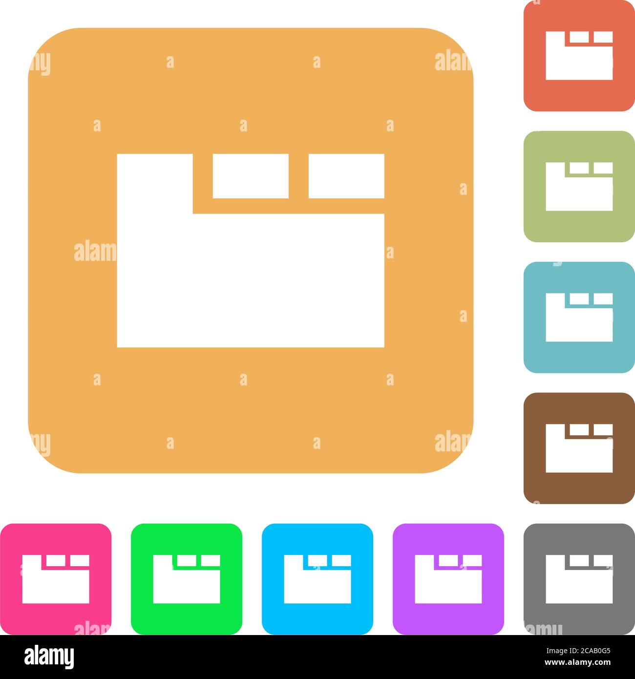 Horizontal tabbed layout active flat icons on rounded square vivid ...