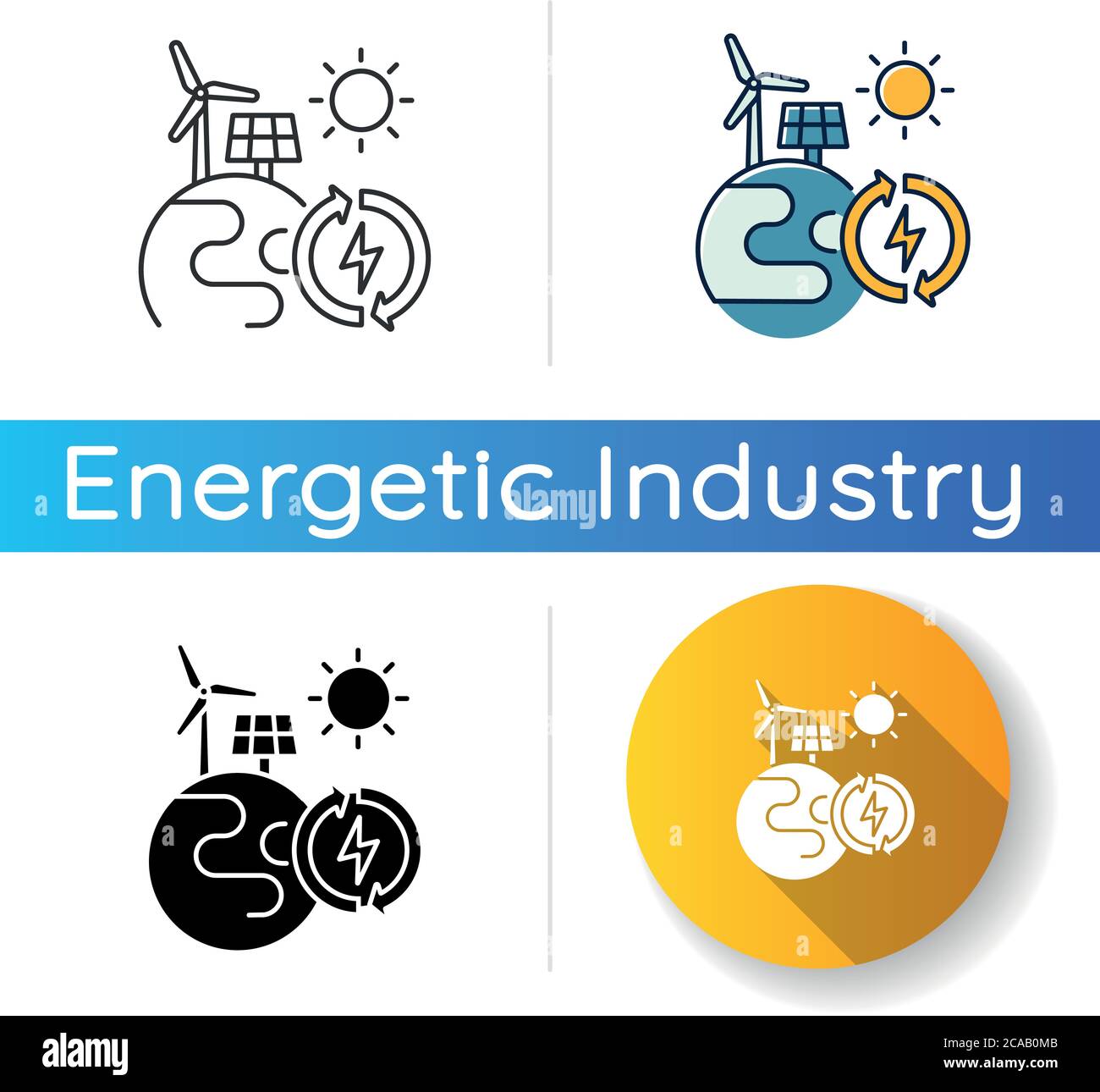 Renewable energy icon. Linear black and RGB color styles. Alternative ...