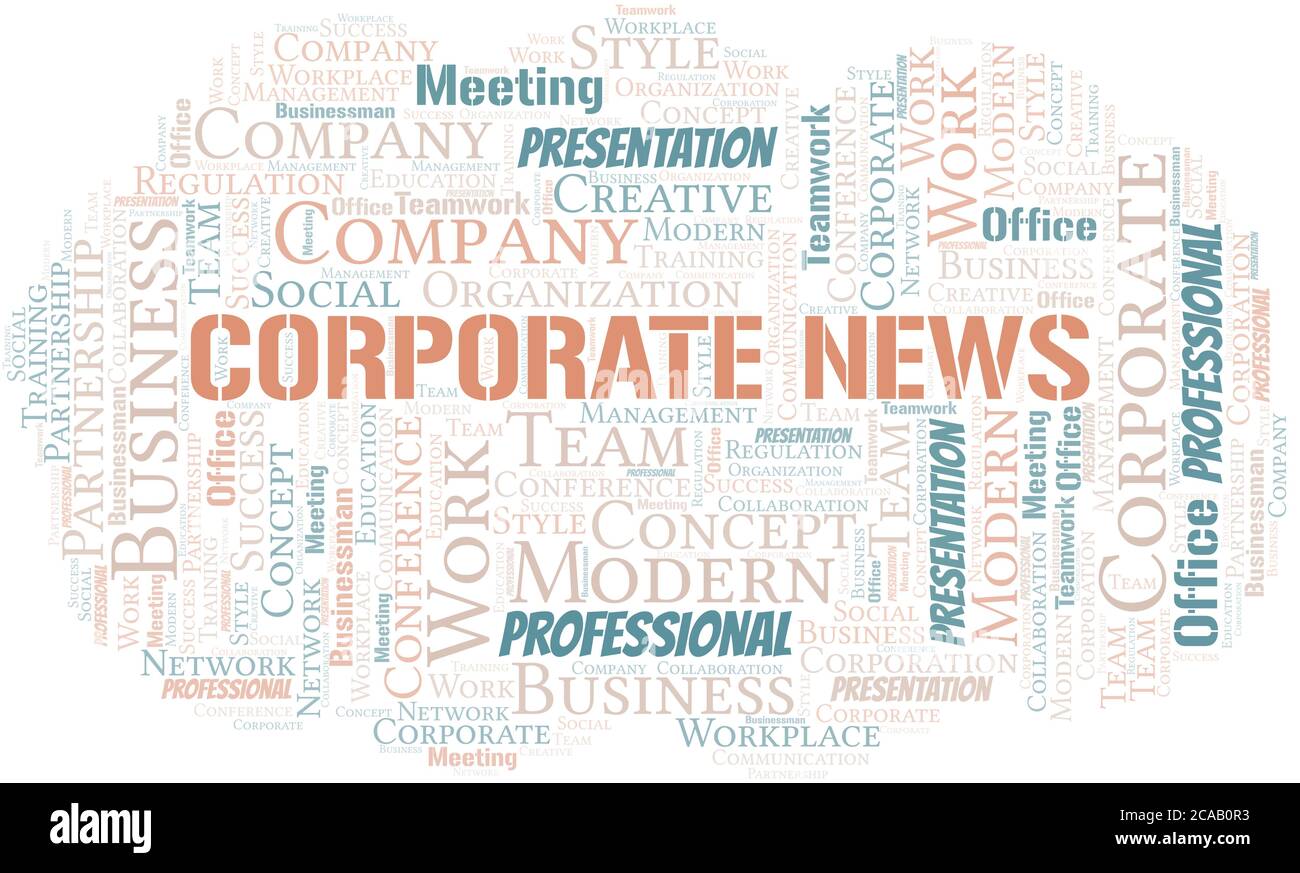 Corporate News vector word cloud, made with the text only Stock Vector ...