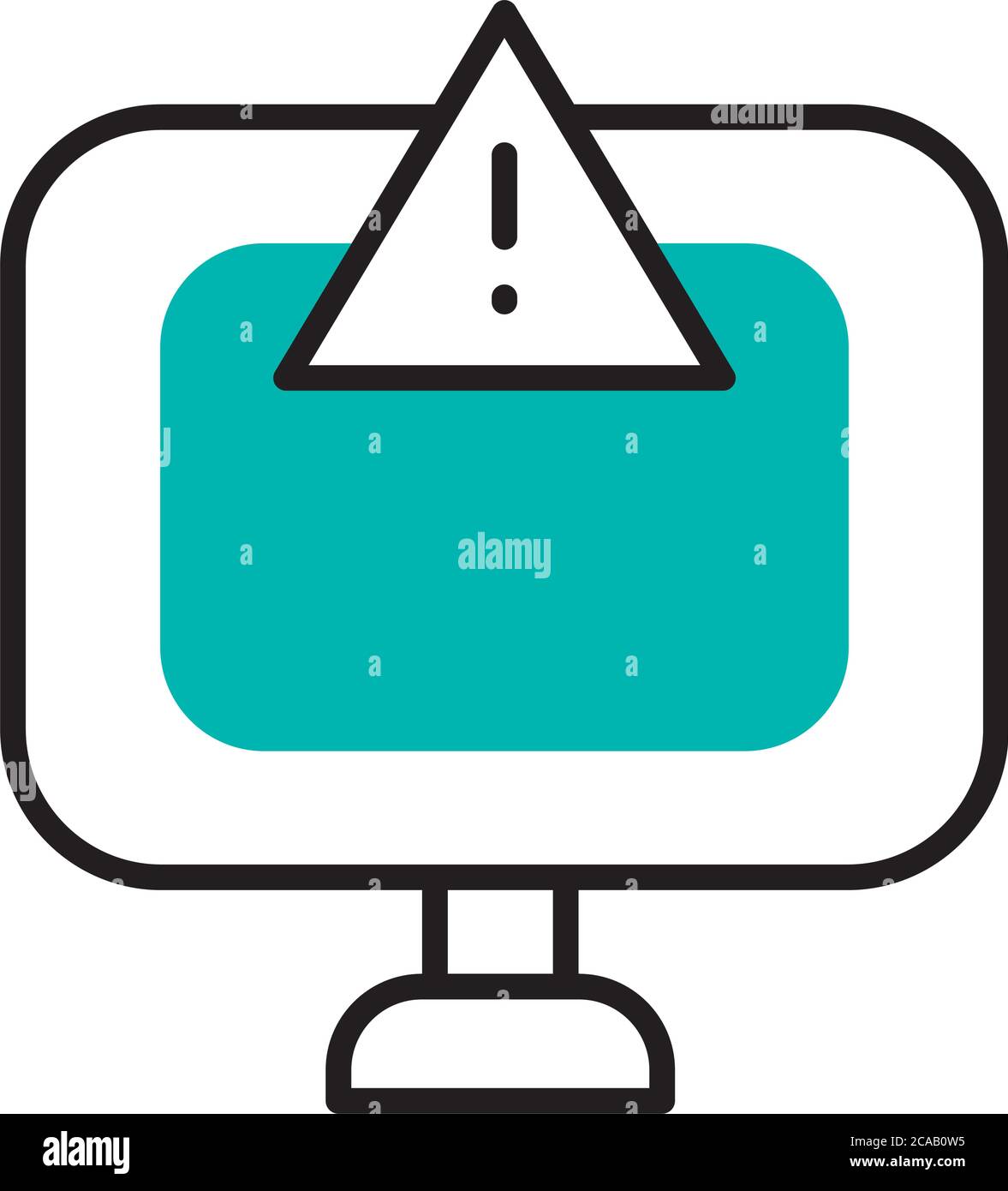 cyber security concept, computer with warning sign icon over white ...