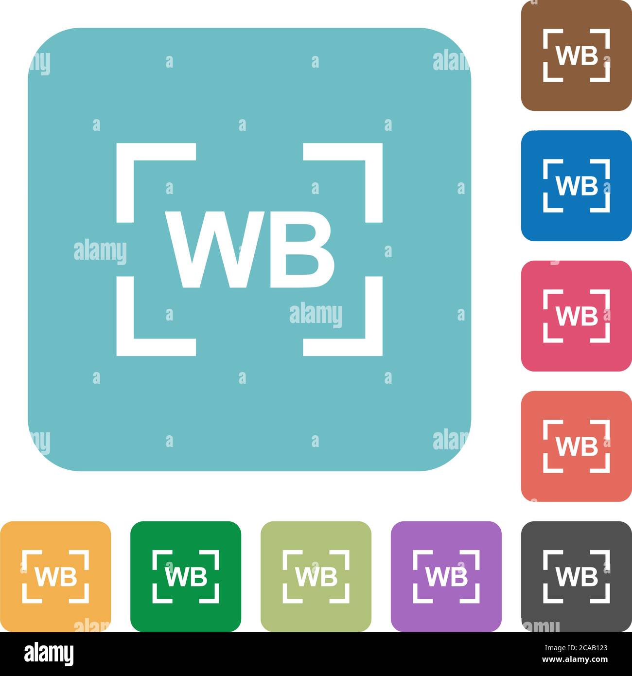 Camera white balance setting white flat icons on color rounded square ...