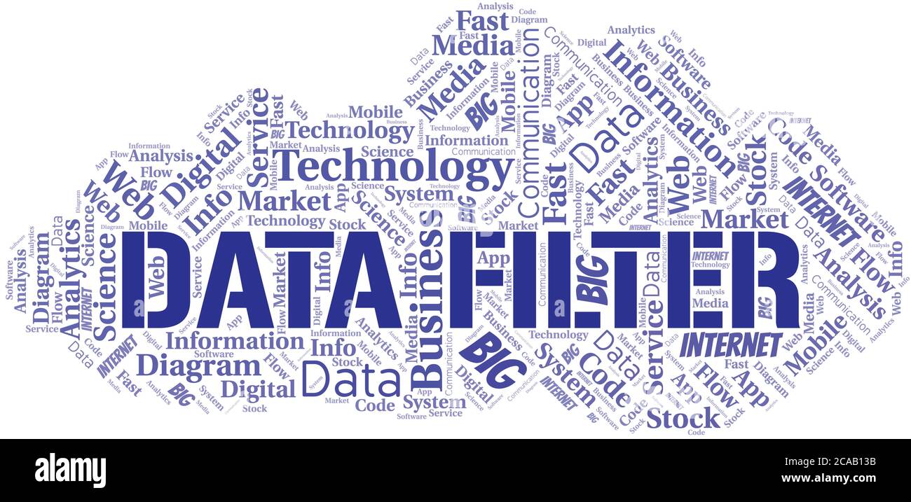 Data Filter vector word cloud, made with the text only Stock Vector ...