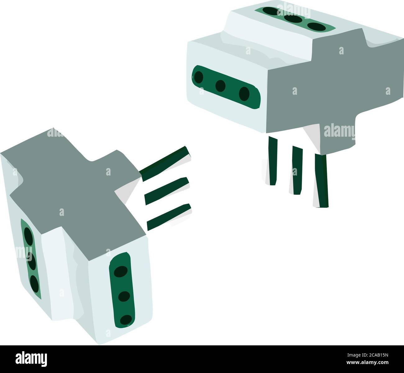 3D rendering illustration of two plugs isolated on a white background ...