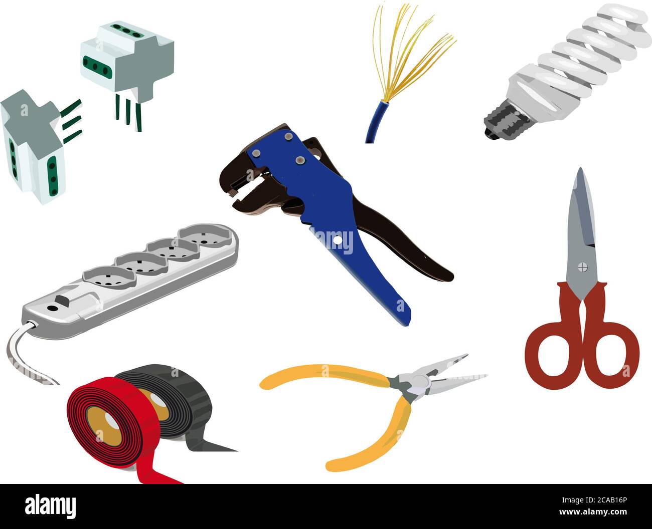 Illustration of various tools isolated on a white background Stock ...