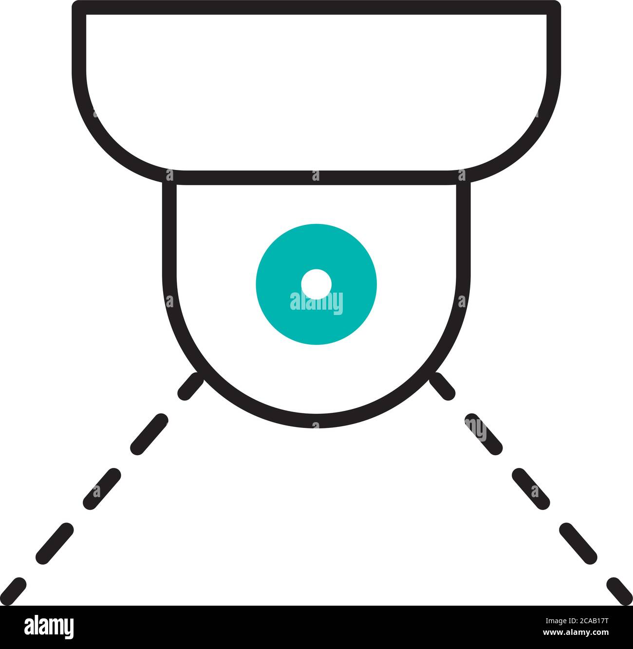 security camera icon over white background, half line half color style ...