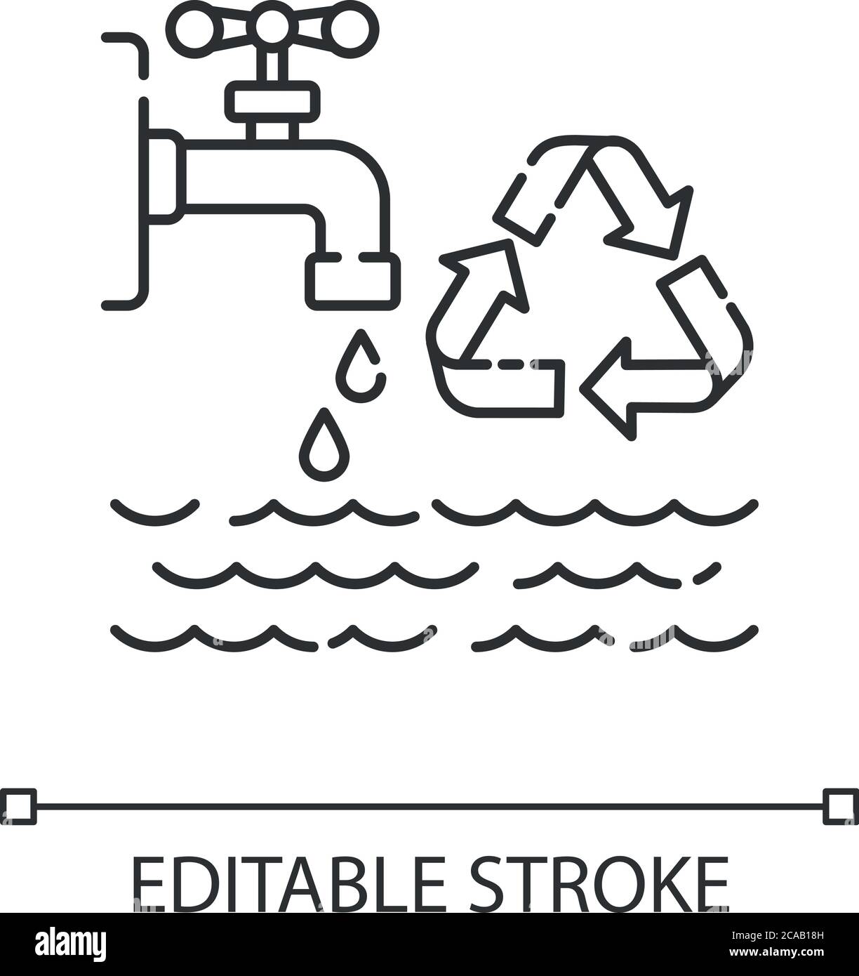 Reducing water use linear icon. Zero waste advice, resources economy ...