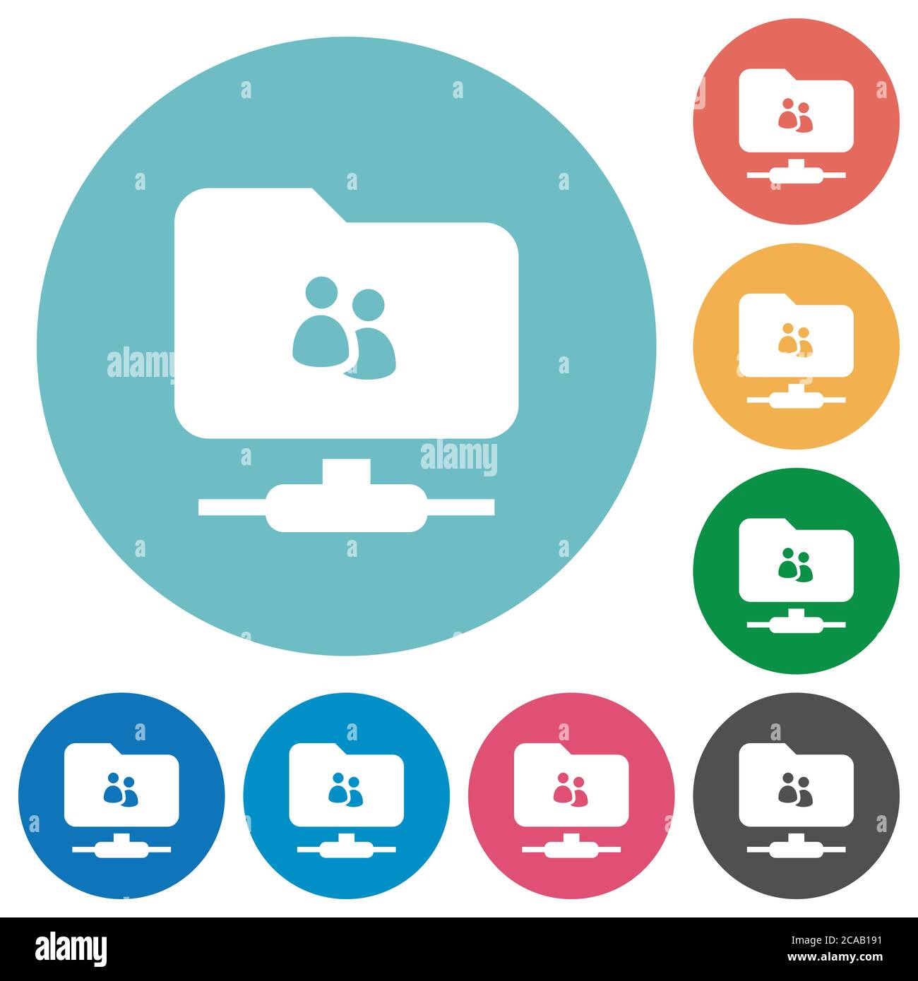 FTP group flat white icons on round color backgrounds Stock Vector ...