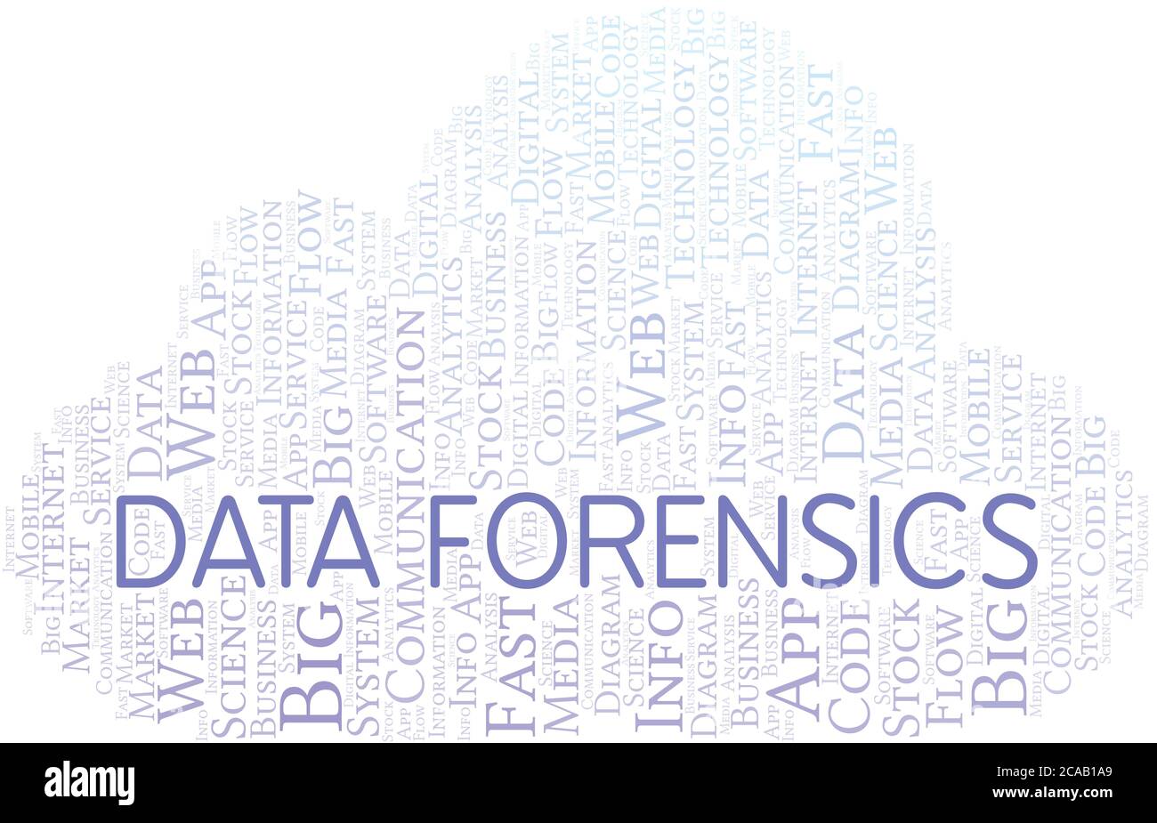 Data Forensics vector word cloud, made with the text only Stock Vector ...