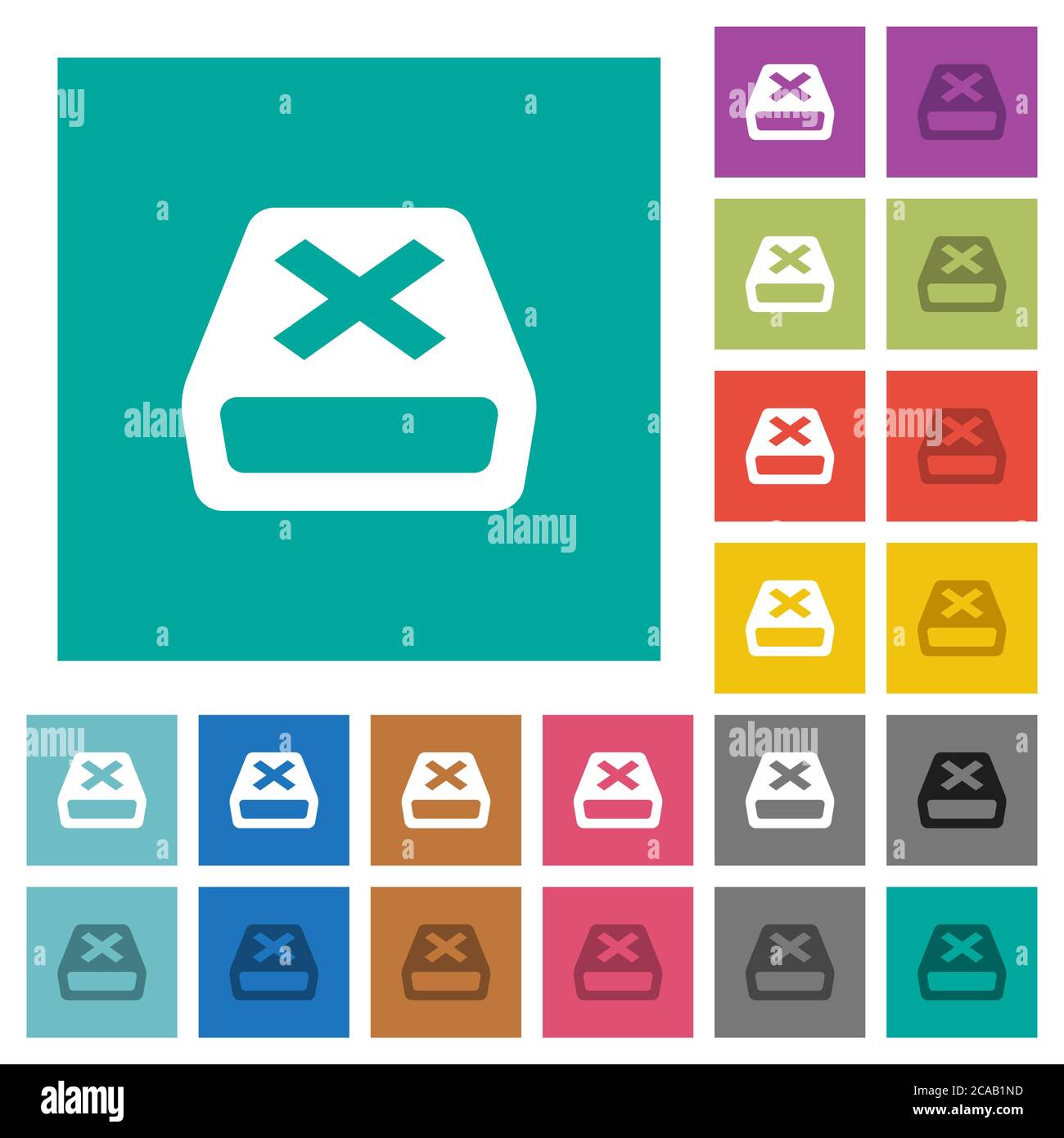 Uninstall multi colored flat icons on plain square backgrounds ...
