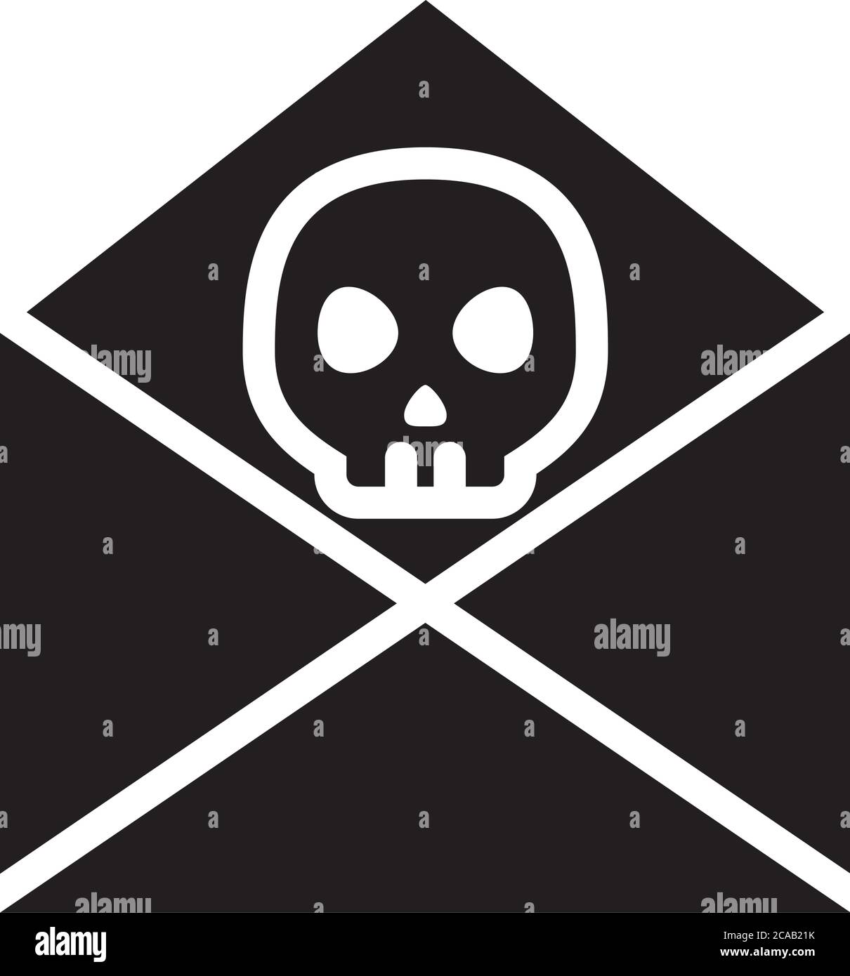 cyber security concept, envelope with skull icon over white background ...